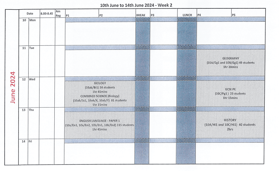 Mock Exam Timetable - Year 10 - St Philip Howard Catholic Voluntary Academy